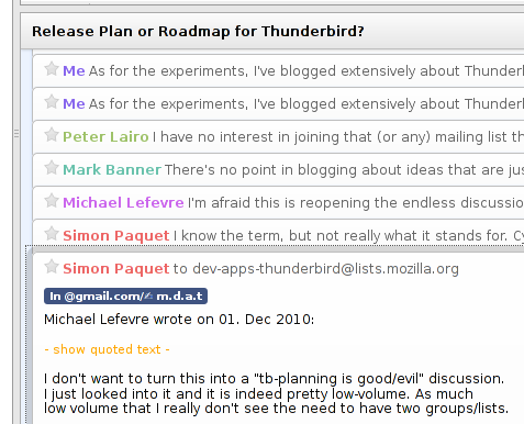 Conversations add-on for Thunderbird